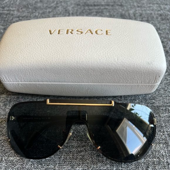 Versace | Accessories | Black Versace Gold Rims Sunglasses | Poshmark
